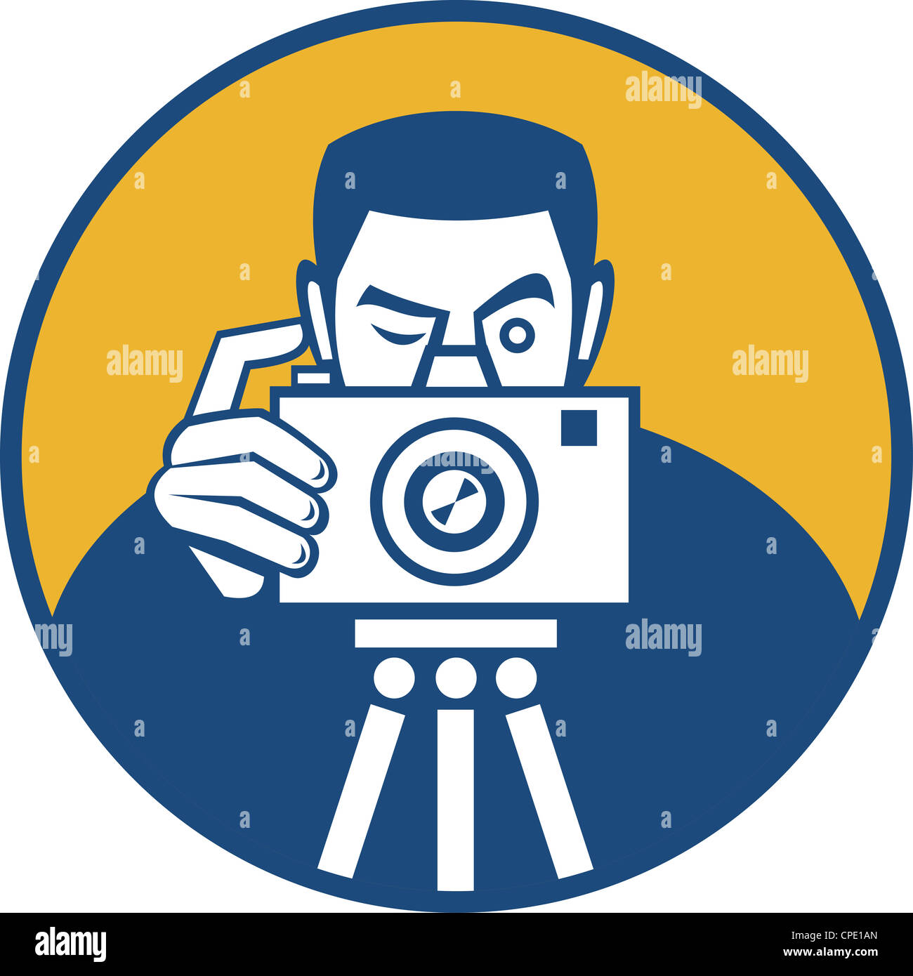 Illustration of a photographer shooting dslr camera front view set ...