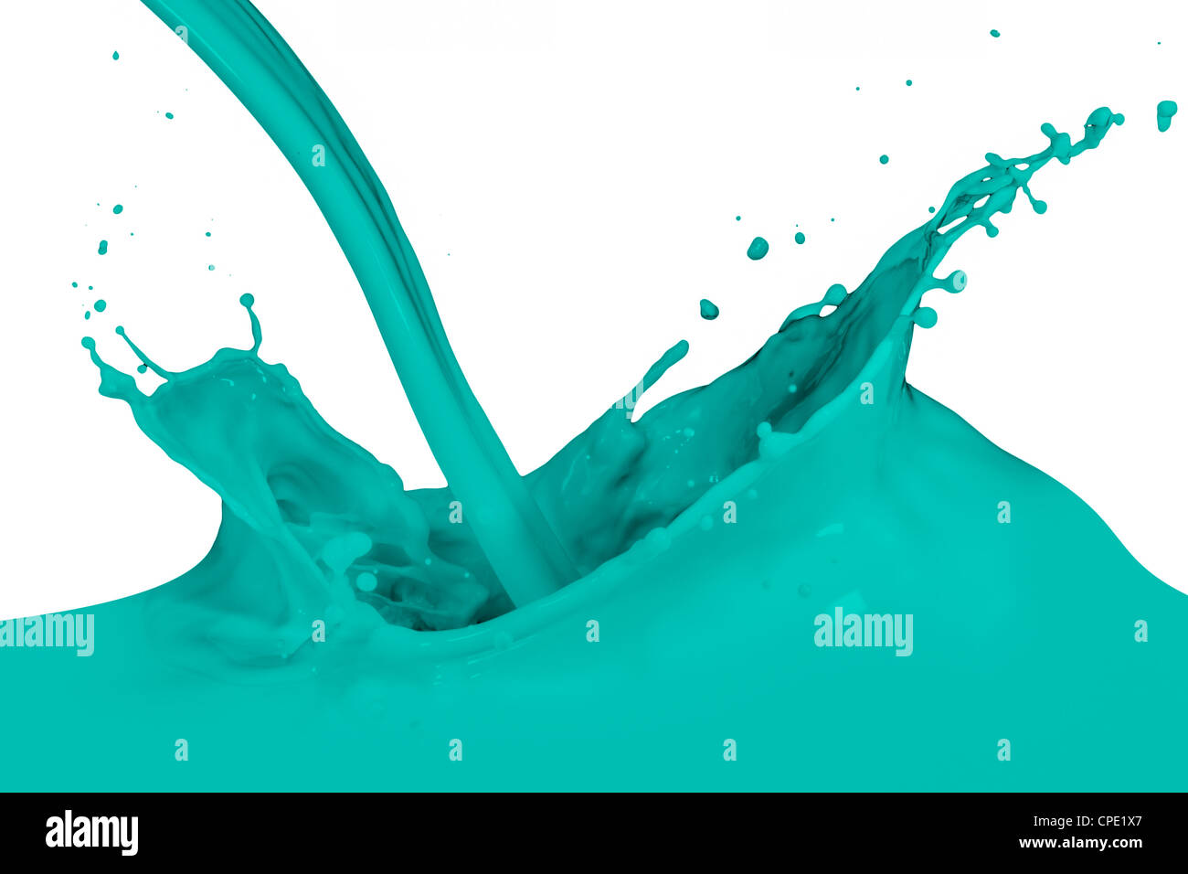 green paint splashing isolated on white Stock Photo - Alamy