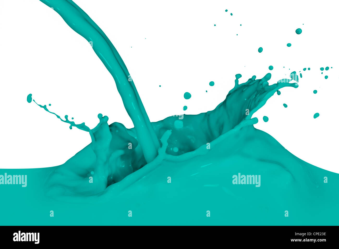 green paint splashing isolated on white Stock Photo - Alamy