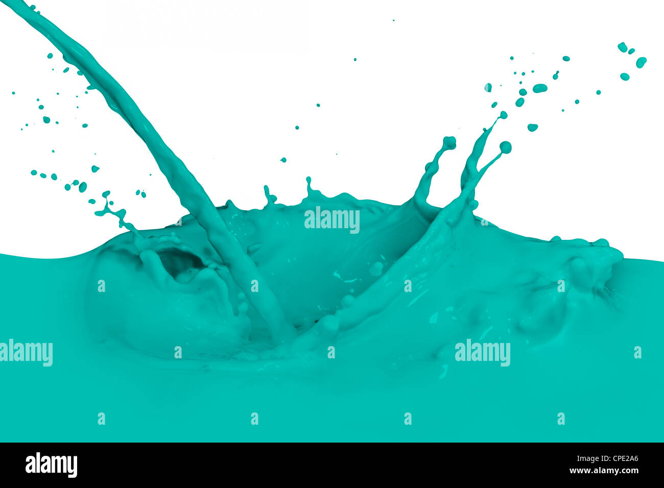 green paint splashing isolated on white Stock Photo - Alamy