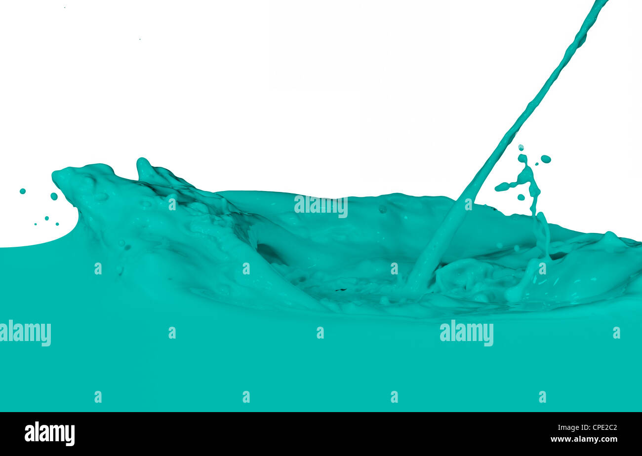 green paint splashing isolated on white Stock Photo - Alamy