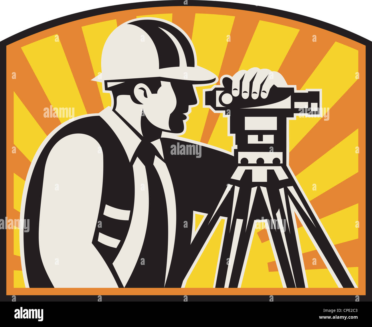 Illustration of surveyor civil geodetic engineer worker with theodolite ...