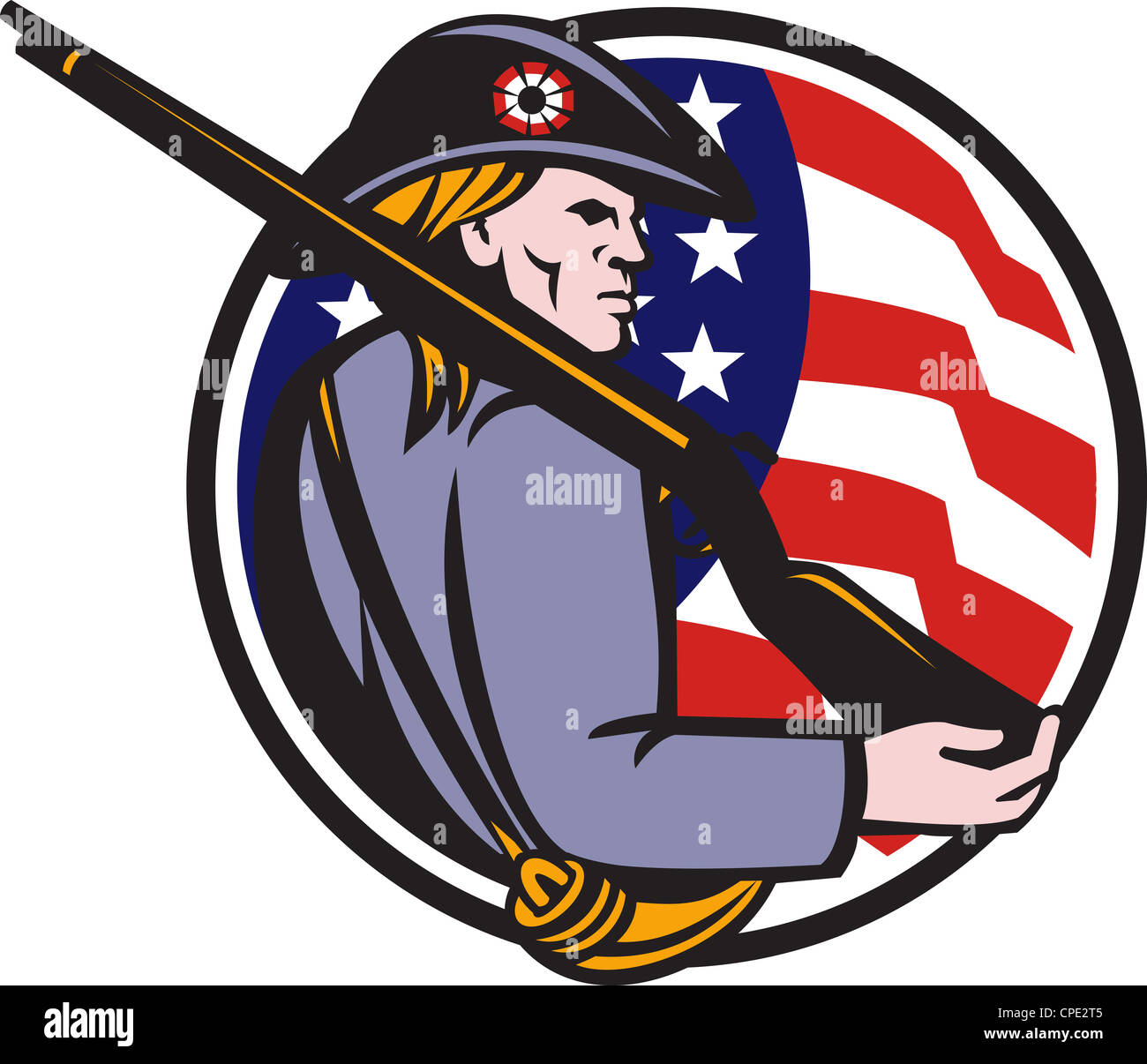Illustration of an American patriot minuteman revolutionary soldier ...