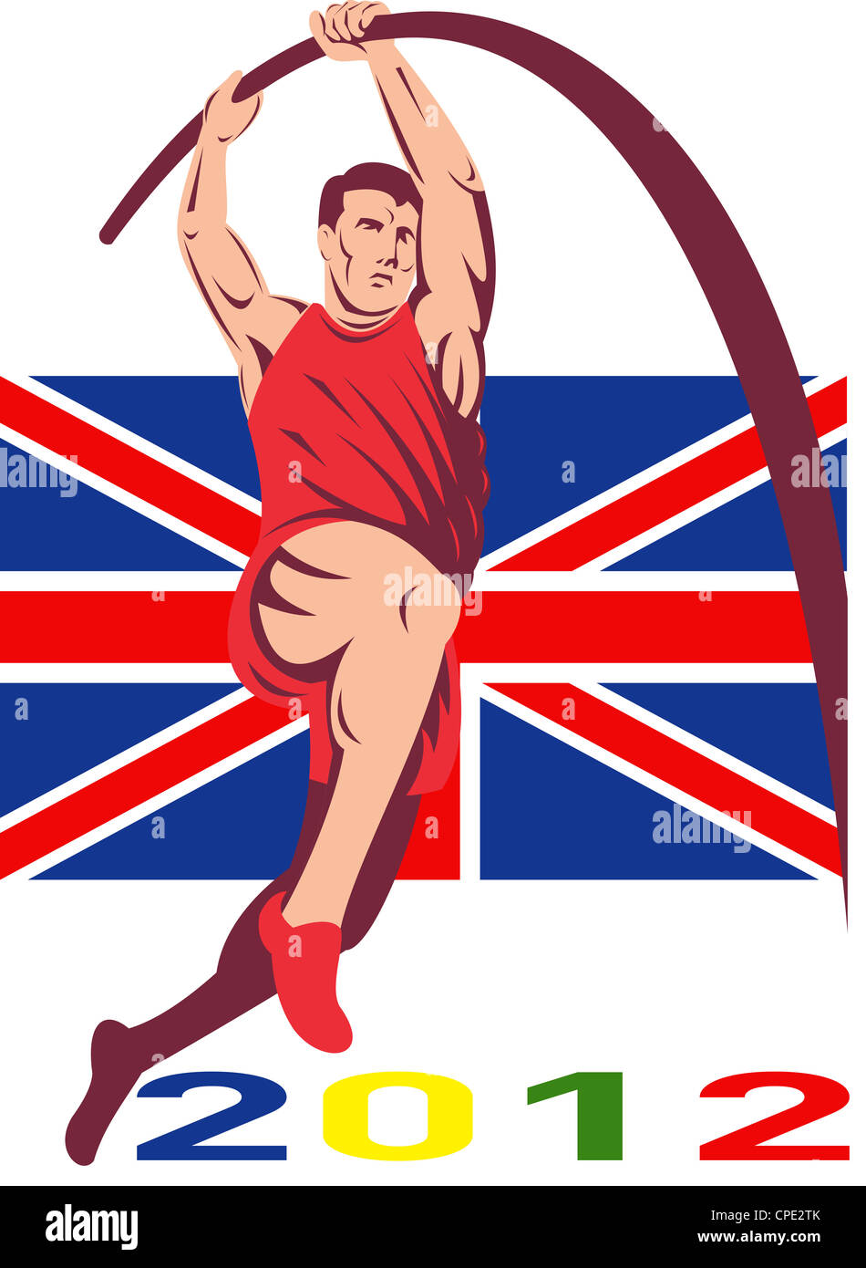 Illustration of an athlete pole vault high jump jumping with words ...
