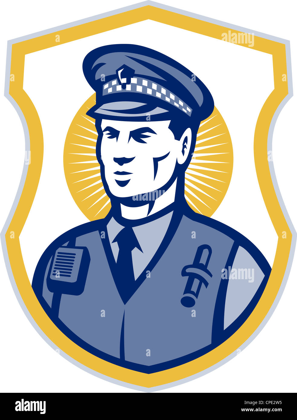 Illustration of a police officer policeman security guard set inside ...