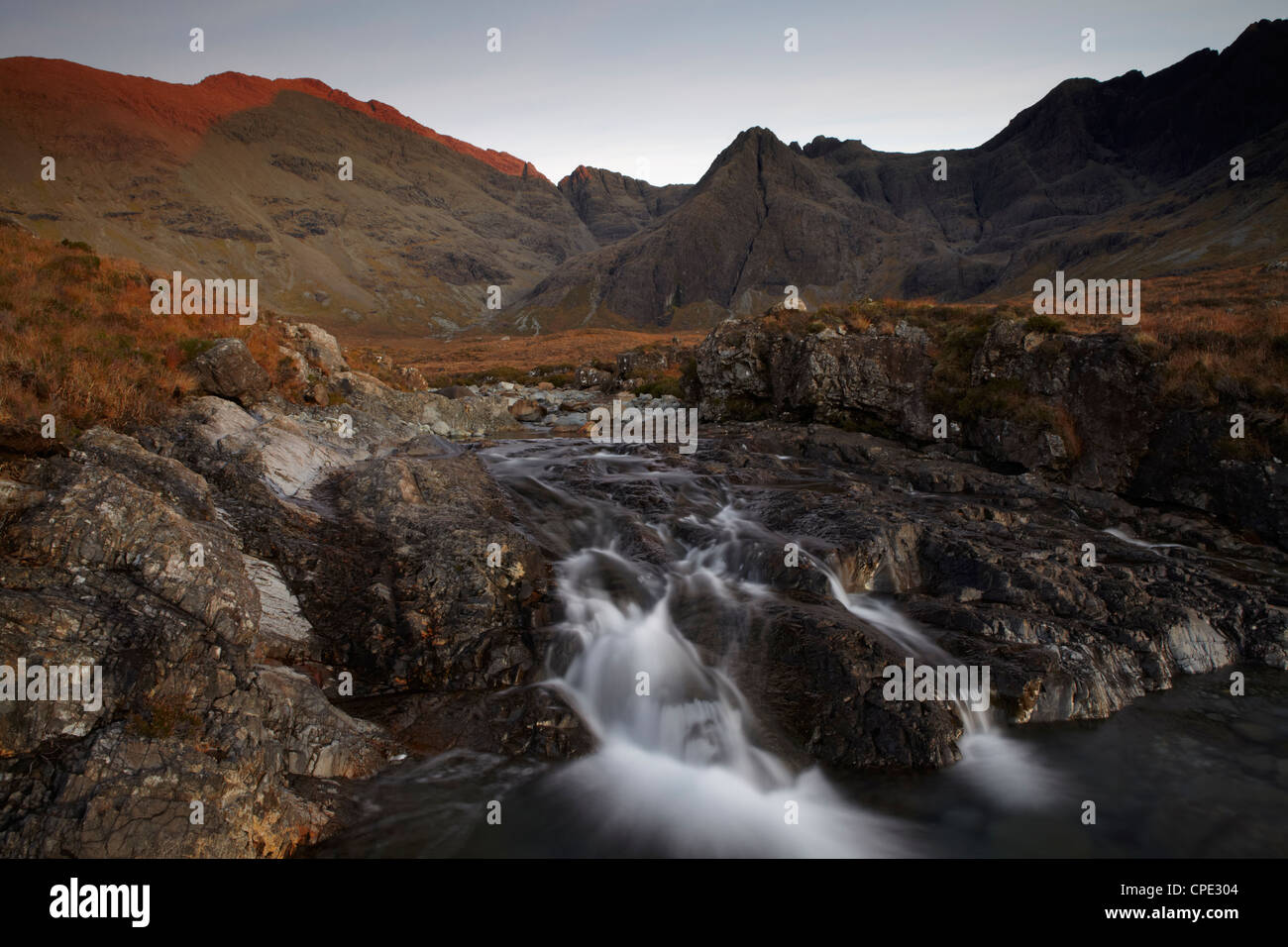 The Black Cuillin Hills viewed from the Fairy Pools circuit, Glen ...