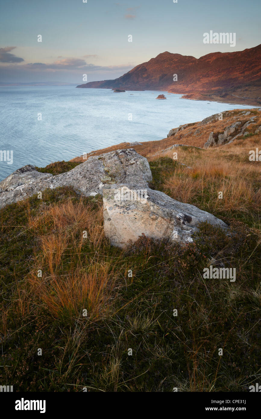 A view of Loch Hourn looking towards the waters of the Sound of Sleat ...