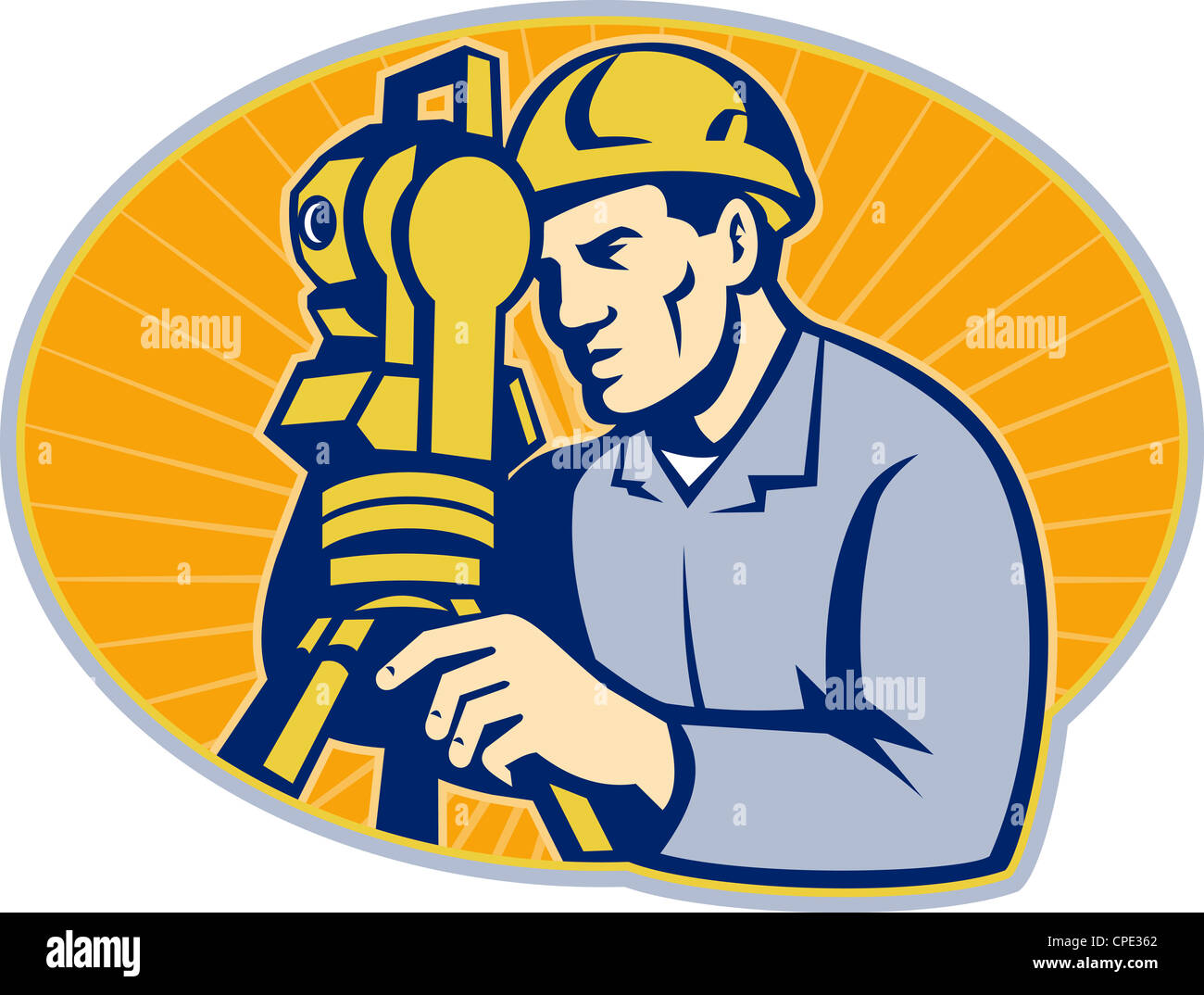 Illustration of surveyor civil geodetic engineer worker with theodolite ...
