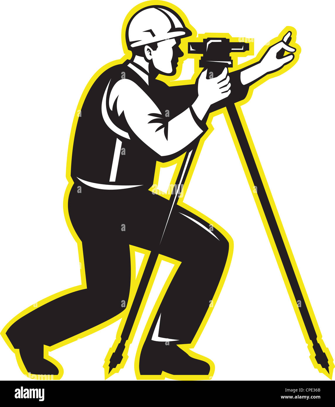 Illustration of surveyor civil geodetic engineer worker with theodolite ...