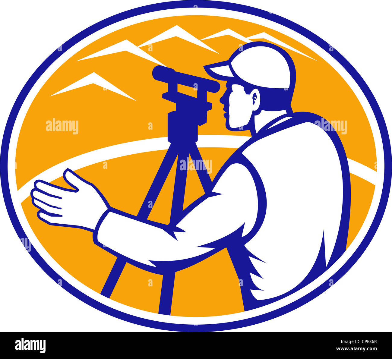 Illustration of surveyor civil geodetic engineer worker with theodolite ...