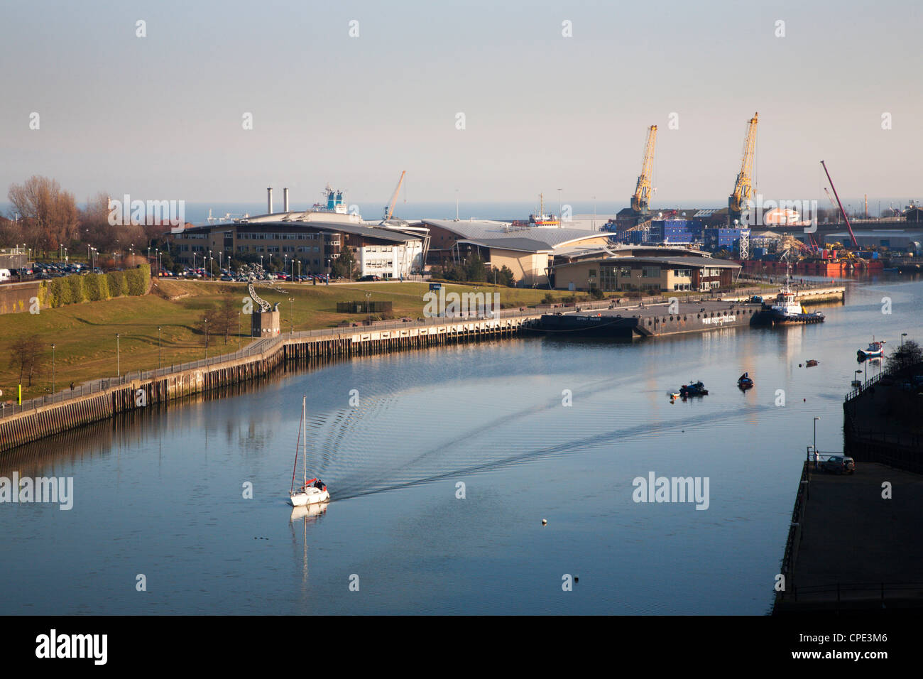 River Wear from Wearmouth Bridge, Sunderland, Tyne and Wear, England ...