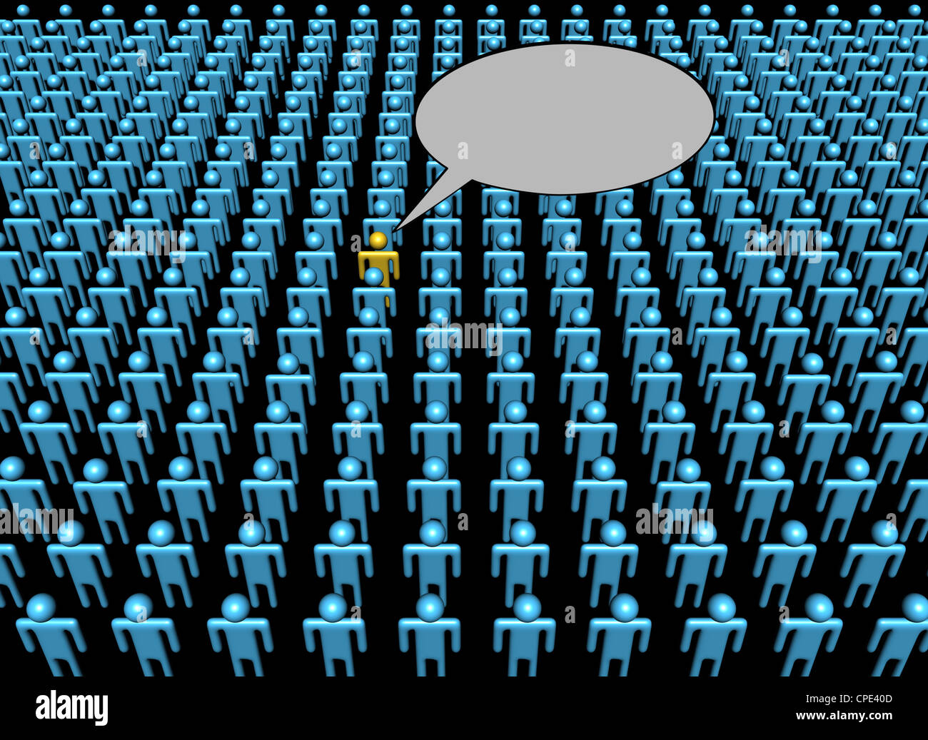 Voice of one person in crowd illustration Stock Photo - Alamy