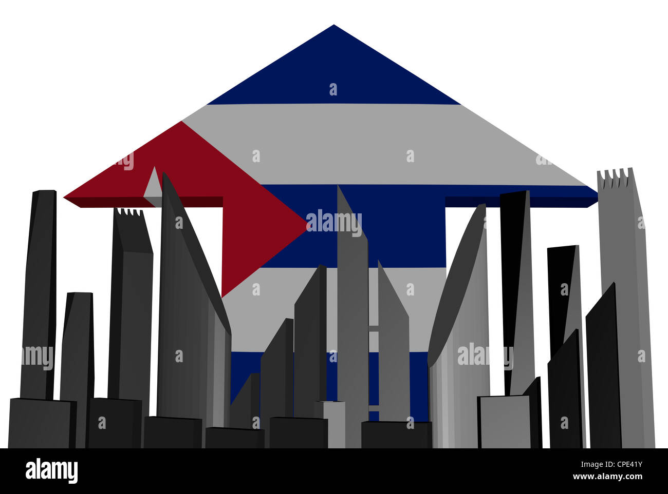 abstract skyline and Cuban flag arrow illustration Stock Photo - Alamy