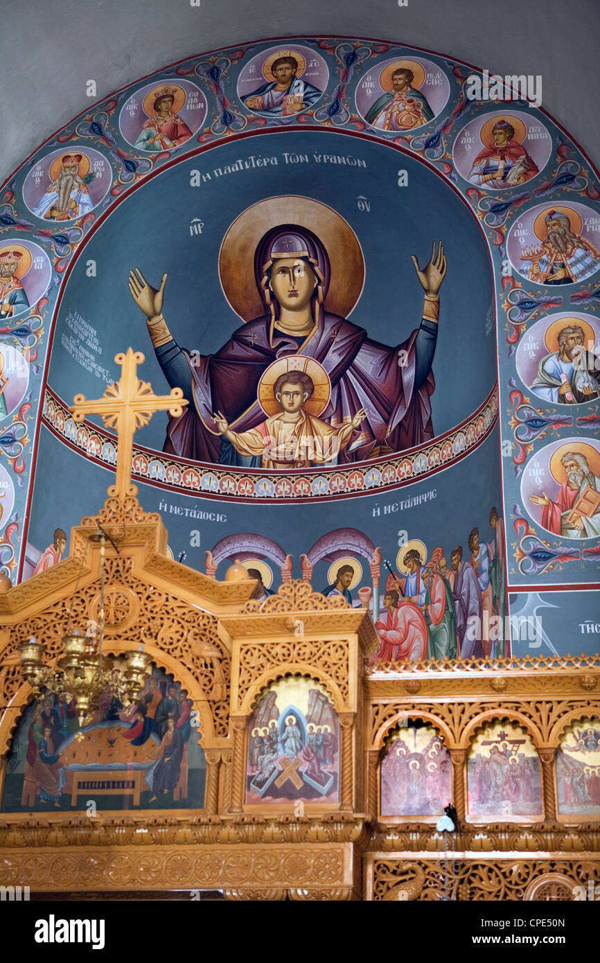 Frescoes in Byzantine church, Kritsa, Lasithi region, Crete, Greek ...
