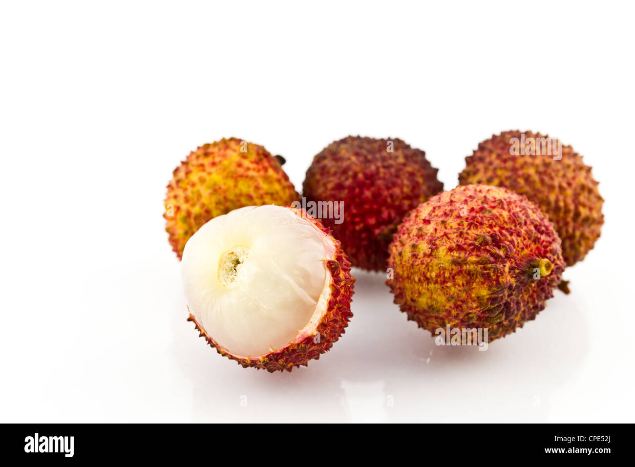 Litchi on white background Stock Photo - Alamy