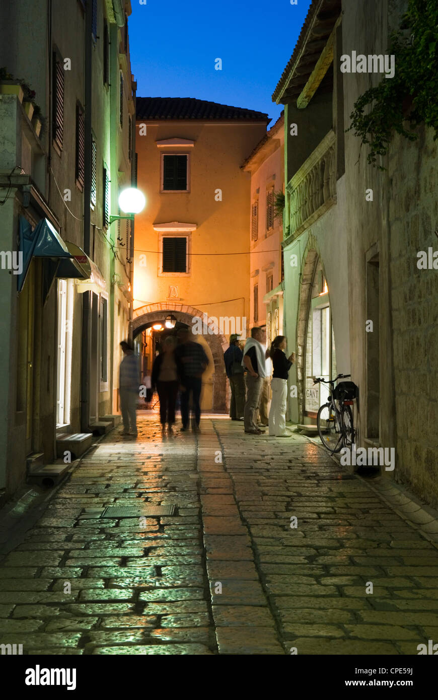 Cobbled street in old town, Rab Town, Rab Island, Kvarner Gulf, Croatia ...