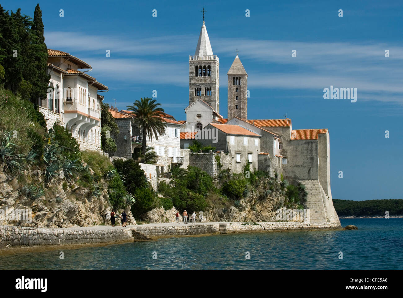 View of old town and campaniles, Rab Town, Rab Island, Kvarner Gulf ...