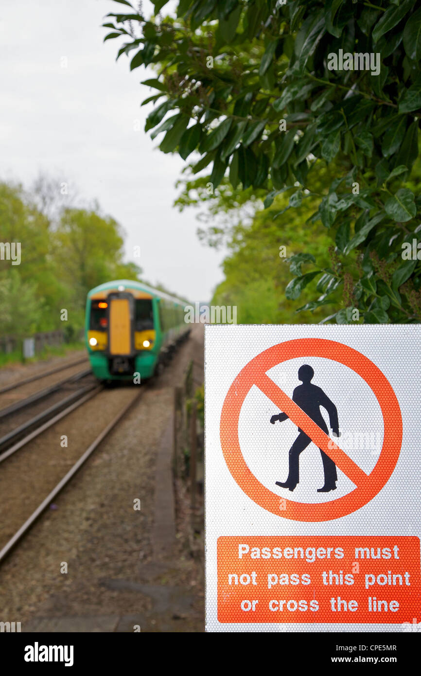 Danger Sign: Passengers must not pass this point or cross the line ...