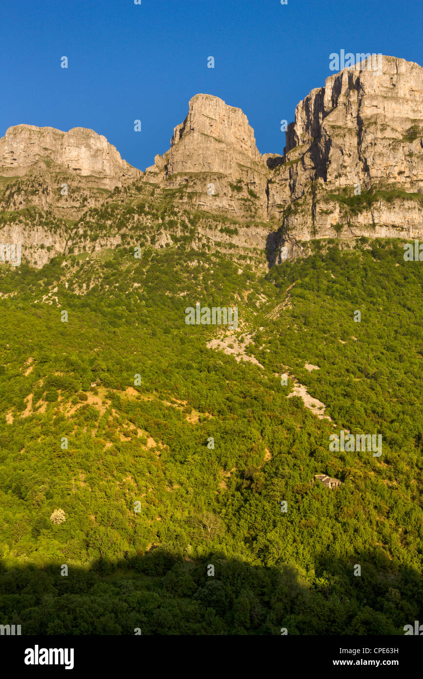 Evening light on the Papigo (Papingo) (Astraka Towers), Zagoria, Epirus ...