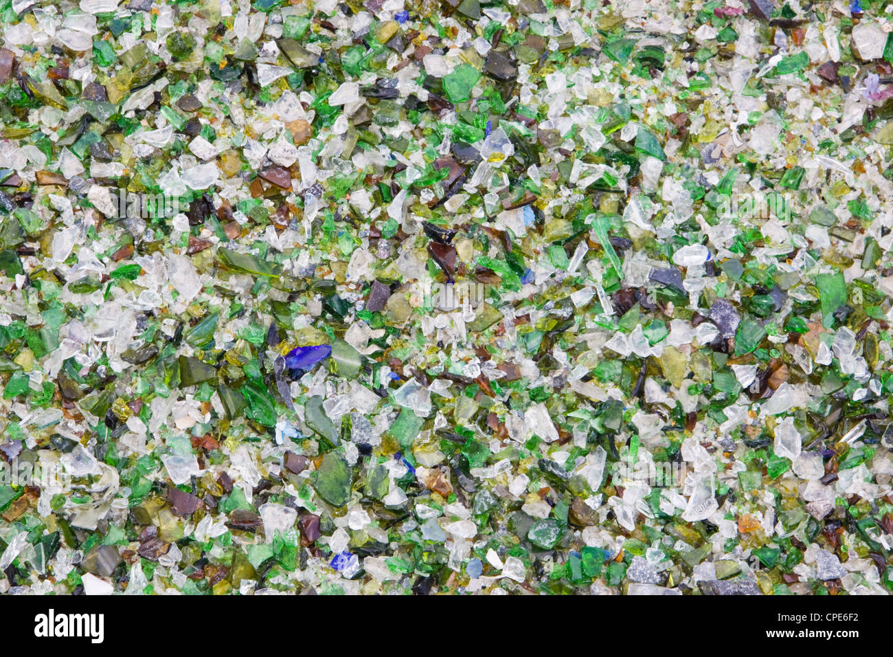 A bed of shattered glass particles at a recycling facility UK Stock ...