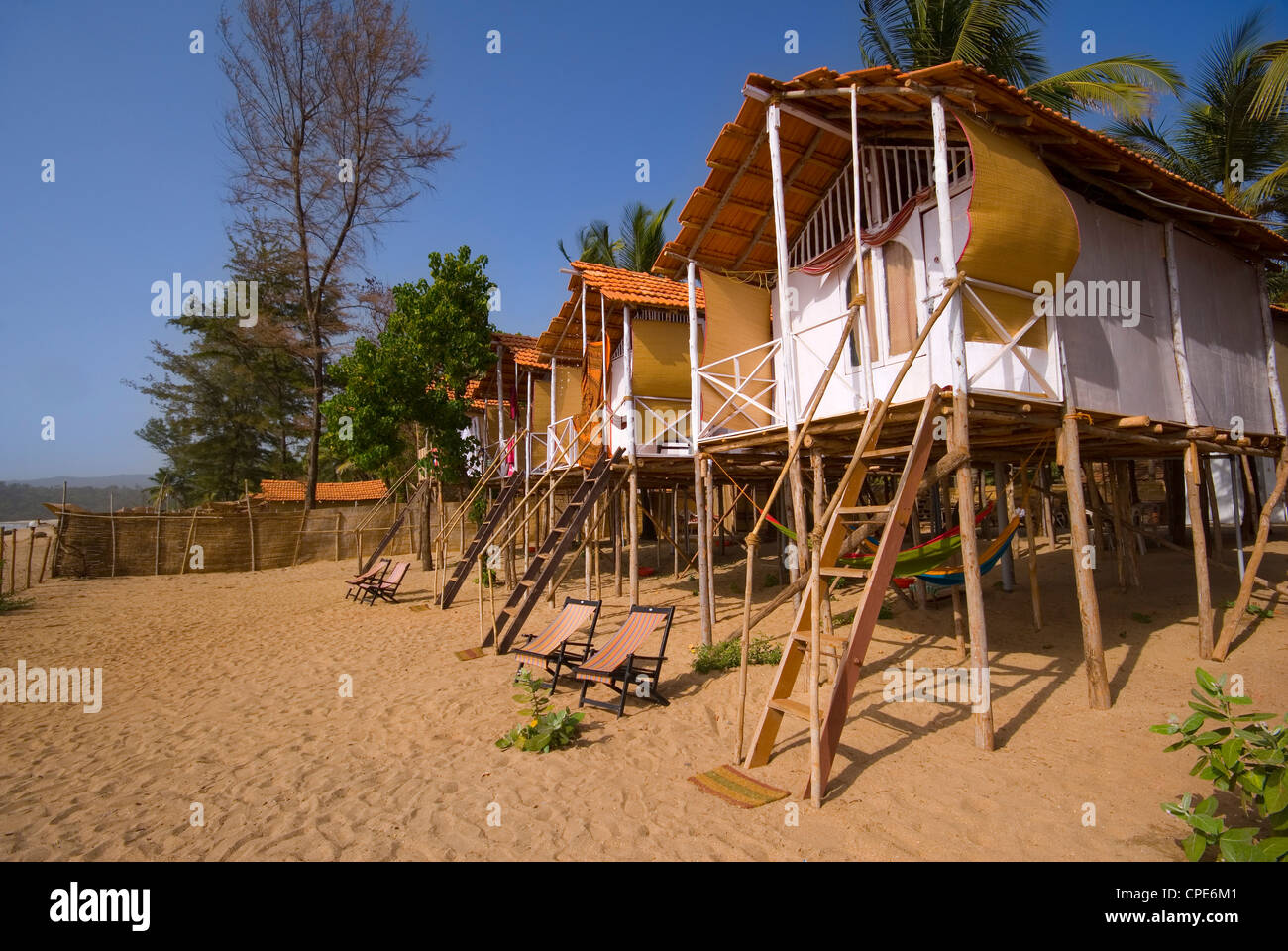 Beach huts on Agonda Beach, Goa, India, Asia Stock Photo - Alamy