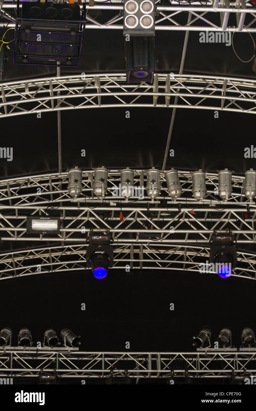 Lighting set up at outdoor stage Stock Photo - Alamy