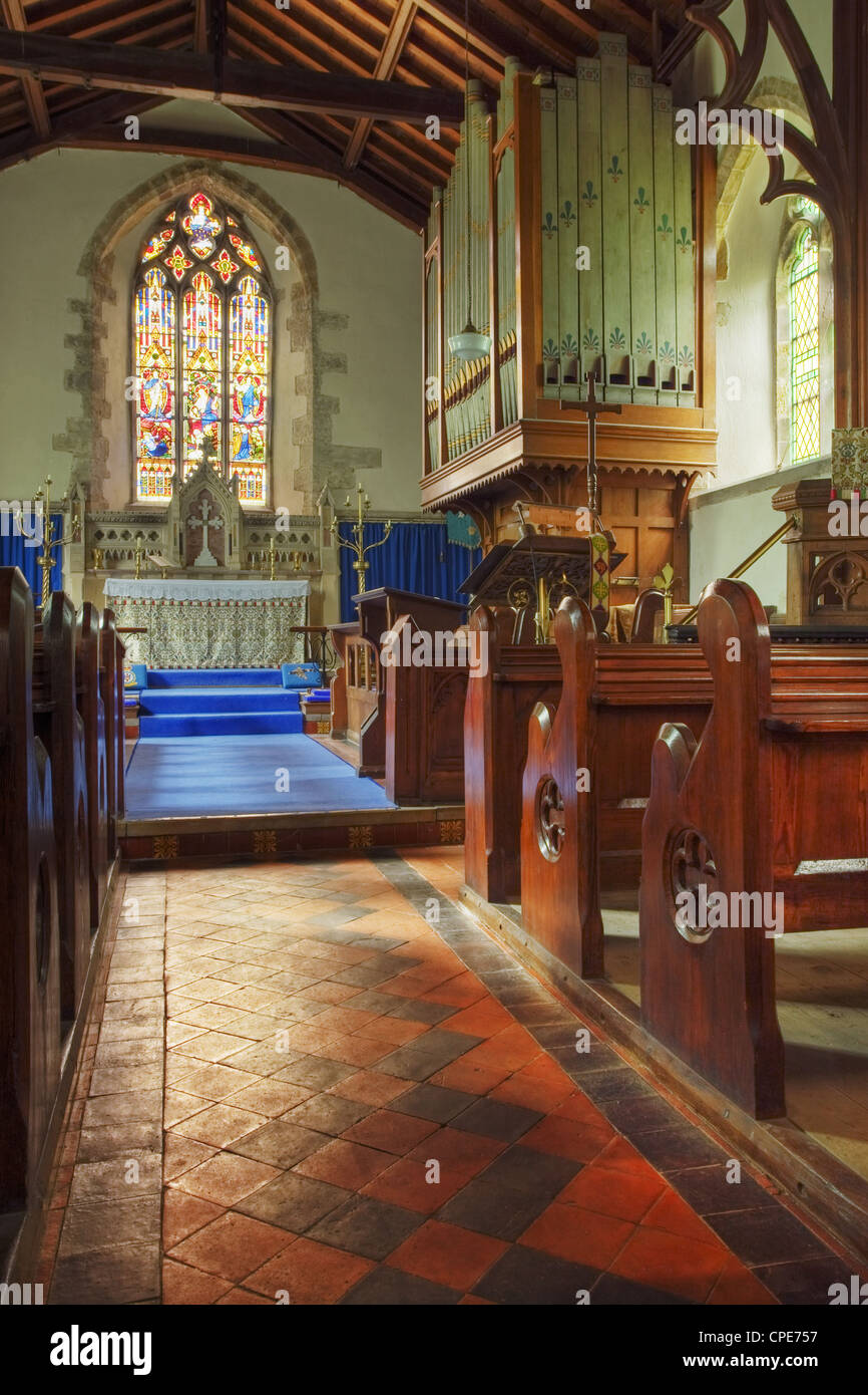 The interior of All Saints Church in the village of Elsham, showing the ...