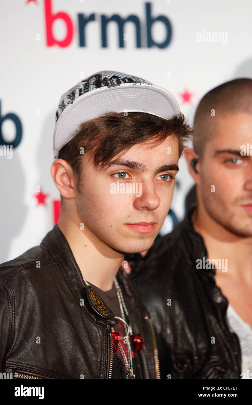 The Wanted boy band members. Backstage for a photocall before their ...