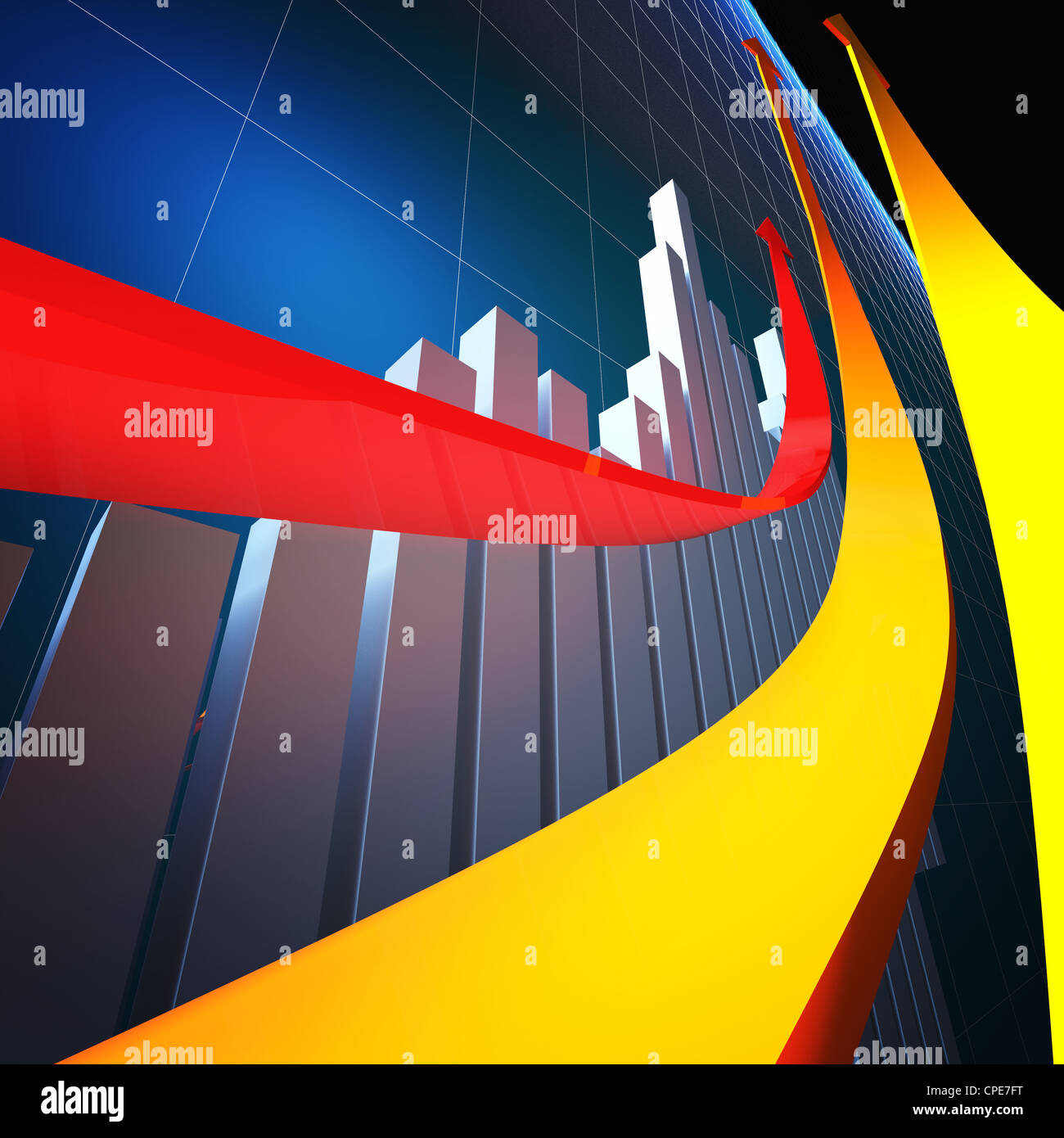3d financial graph with growing arrows Stock Photo - Alamy