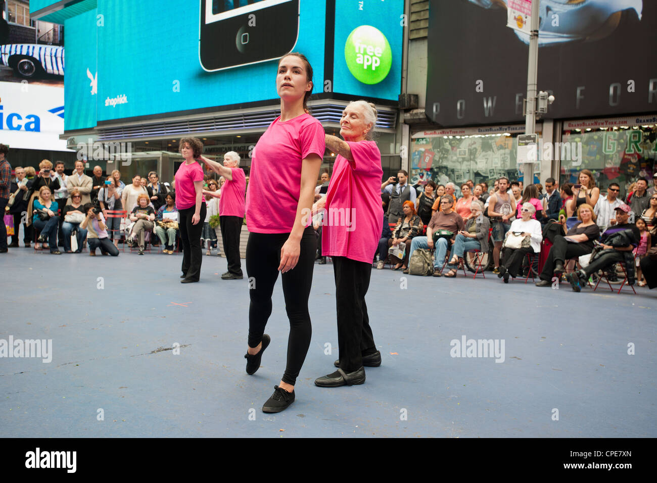 Senior citizens perform with experienced dancers in Times Square in New ...