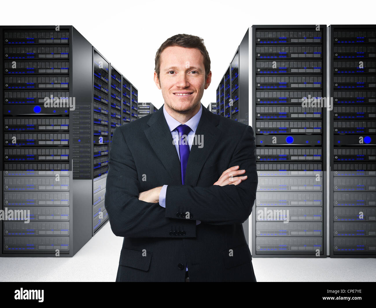 3d man businessman server rack hi-res stock photography and images - Alamy
