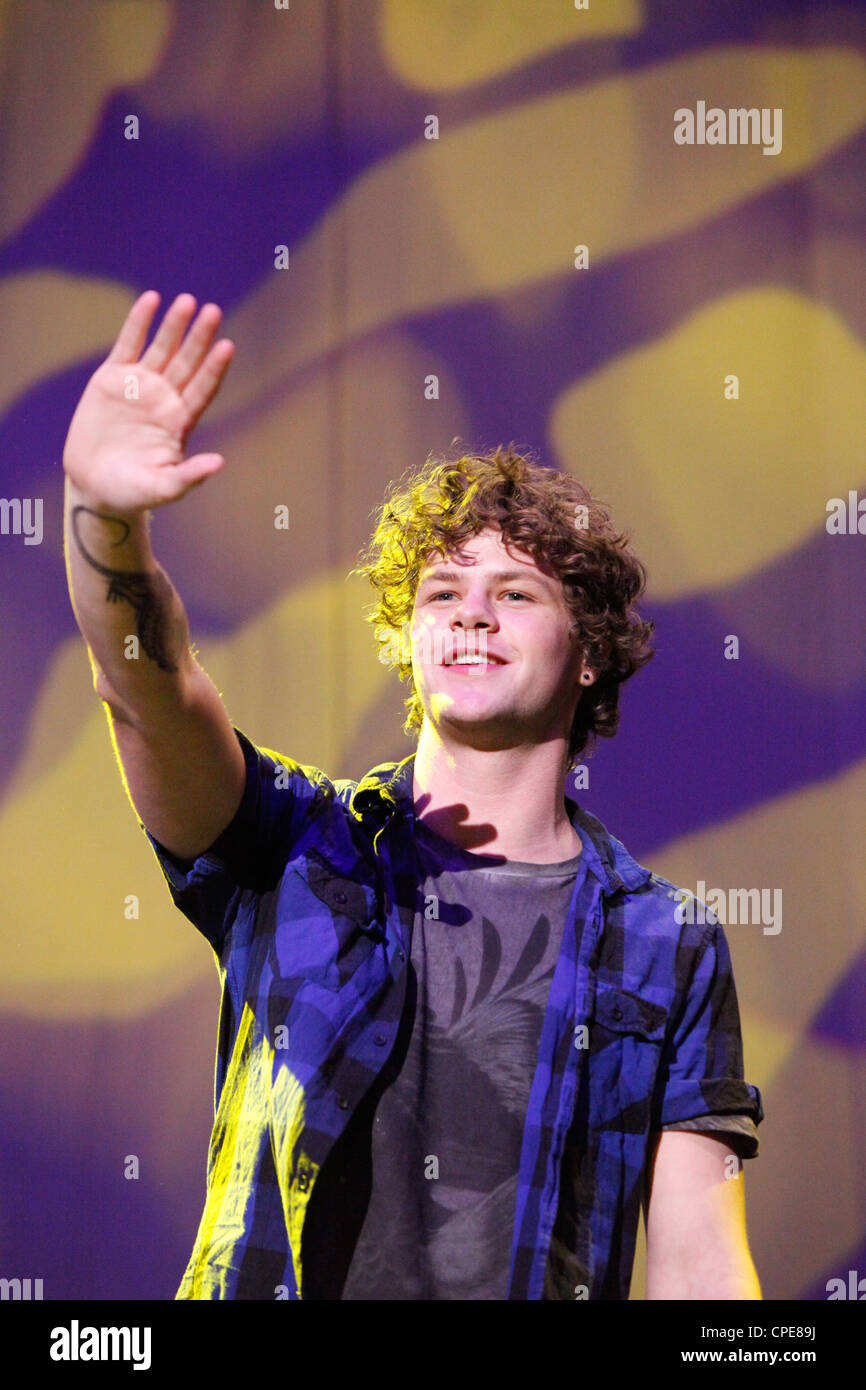 Jay McGuiness of the boyband The Wanted performs on stage at Birmingham ...