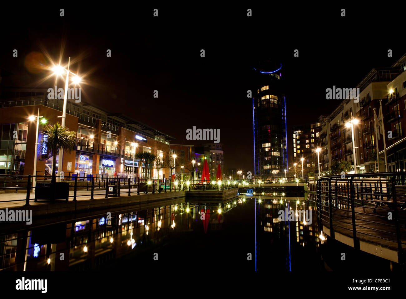 Gunwharf at night Stock Photo - Alamy