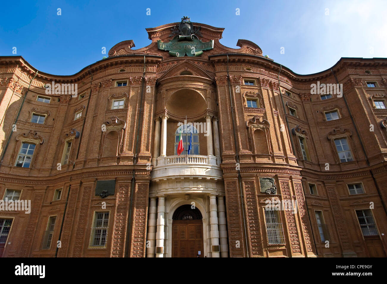 Europe Italy Piedmont Turin Carignano Palace Facade in Piazza Carignano ...