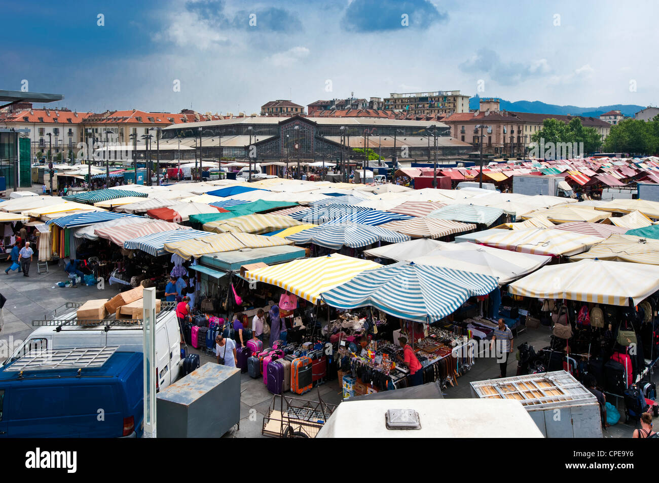 Europe Italy Piedmont Turin The market of Porta Palazzo Stalls of ...