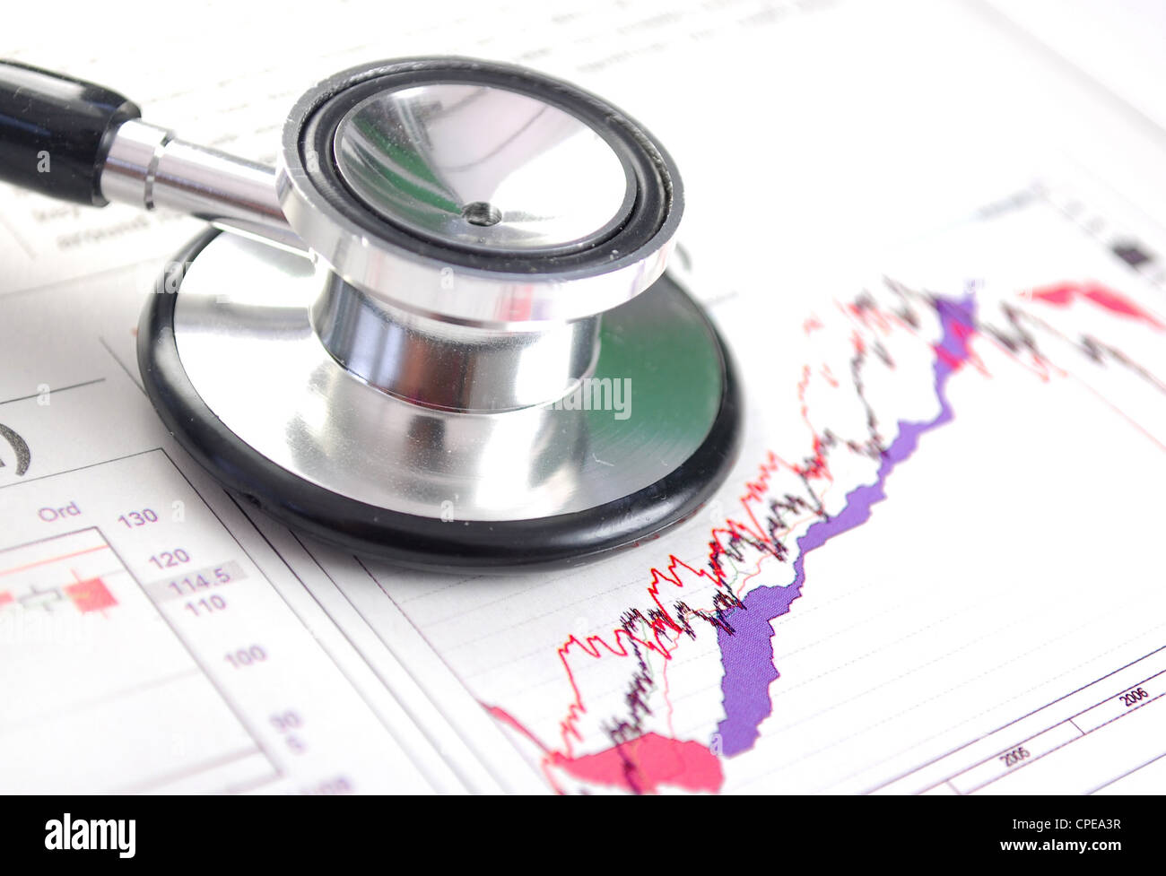Stethoscope on financial graph Stock Photo - Alamy