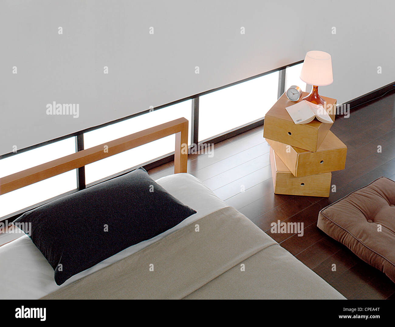 Modern Bedroom Interior, View From Above Stock Photo - Alamy