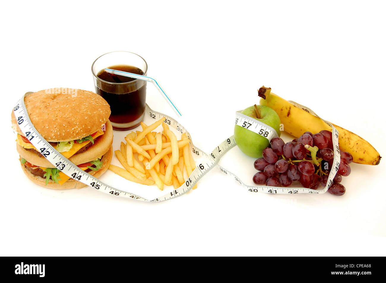 Healthy or unhealthy food choice Stock Photo - Alamy