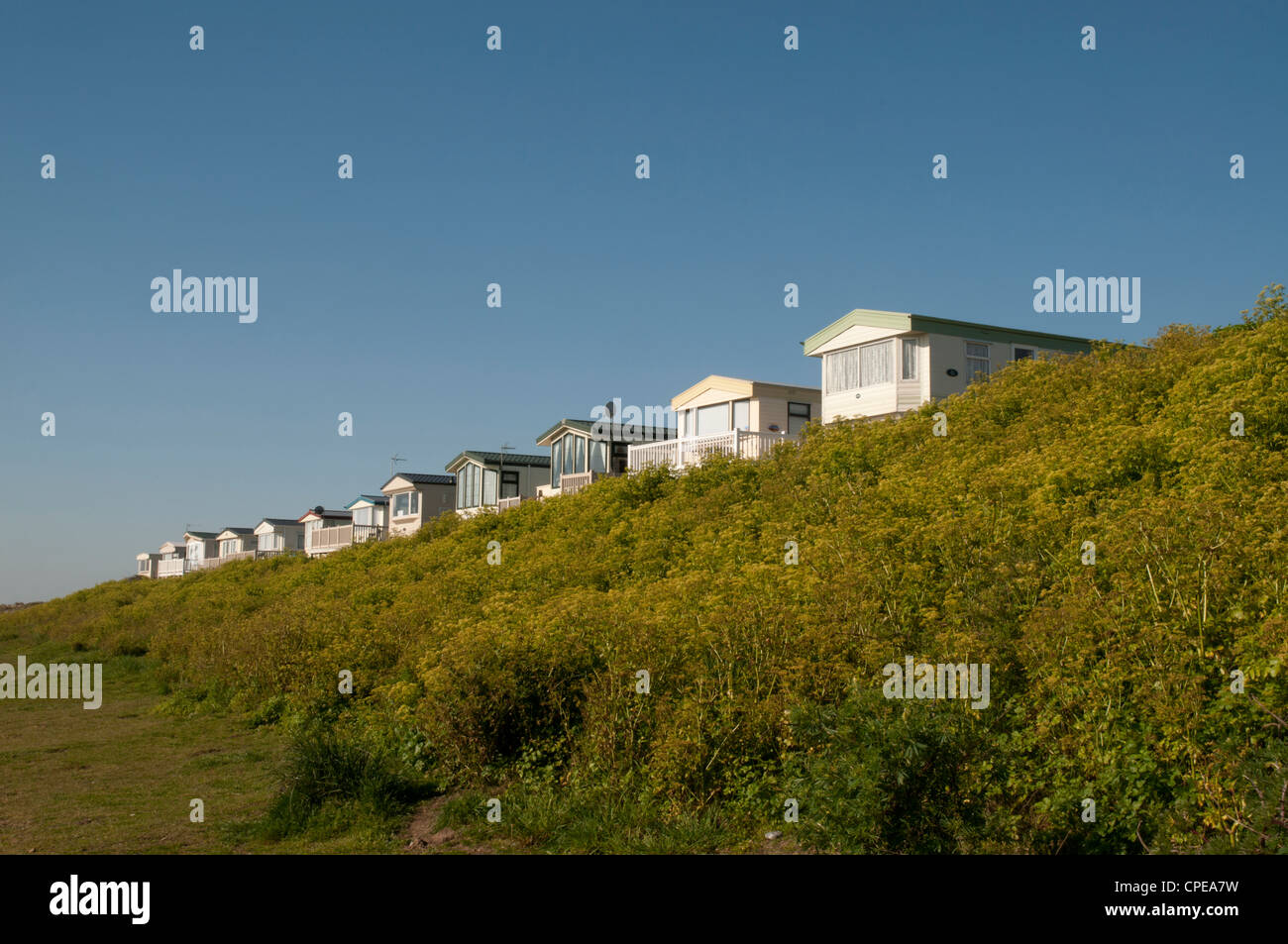 Caravans (US: Trailers) on the headland at Kessingland, Suffolk ...