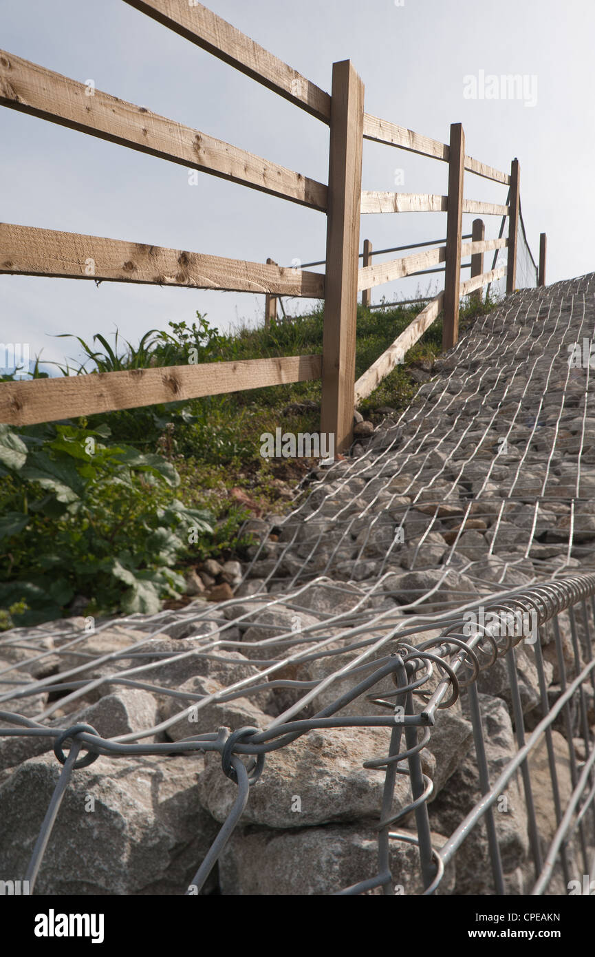 Caged rock riprap in stainless steel frames used as a structural ...