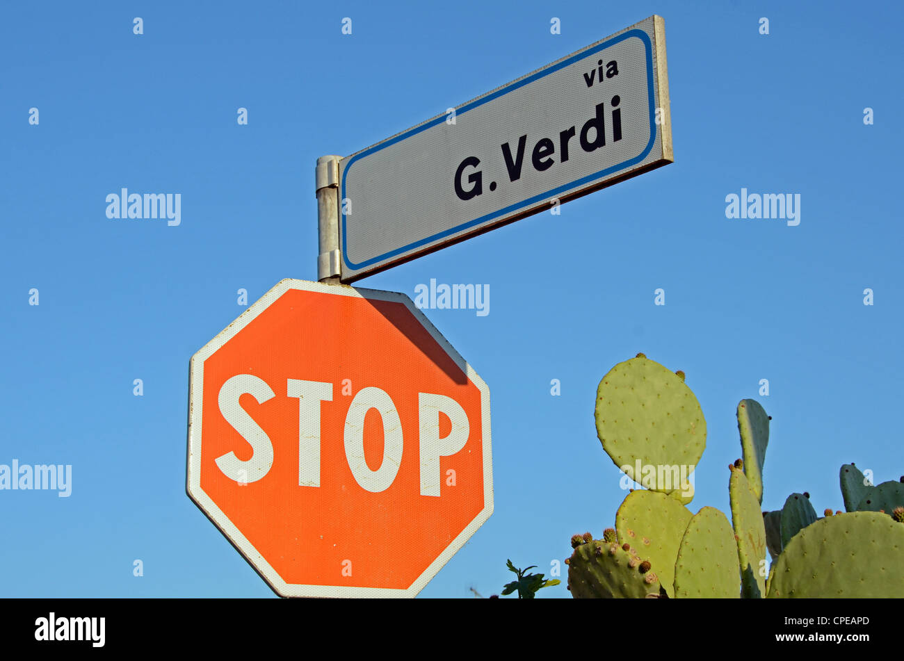 Stop sign, Puglia, Italy Stock Photo - Alamy