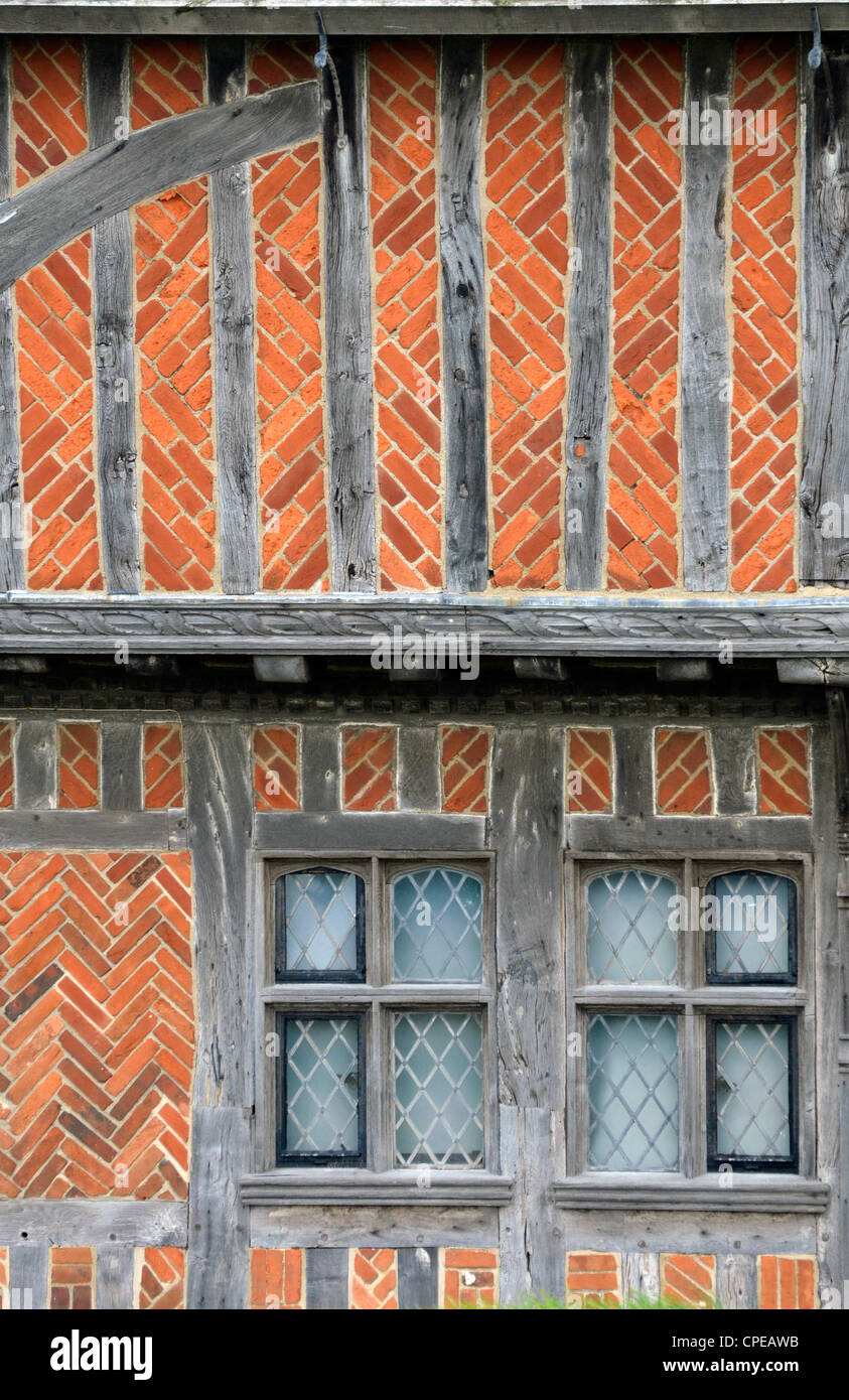 brick work and oak beam construction aldeburgh moat hall Stock Photo ...