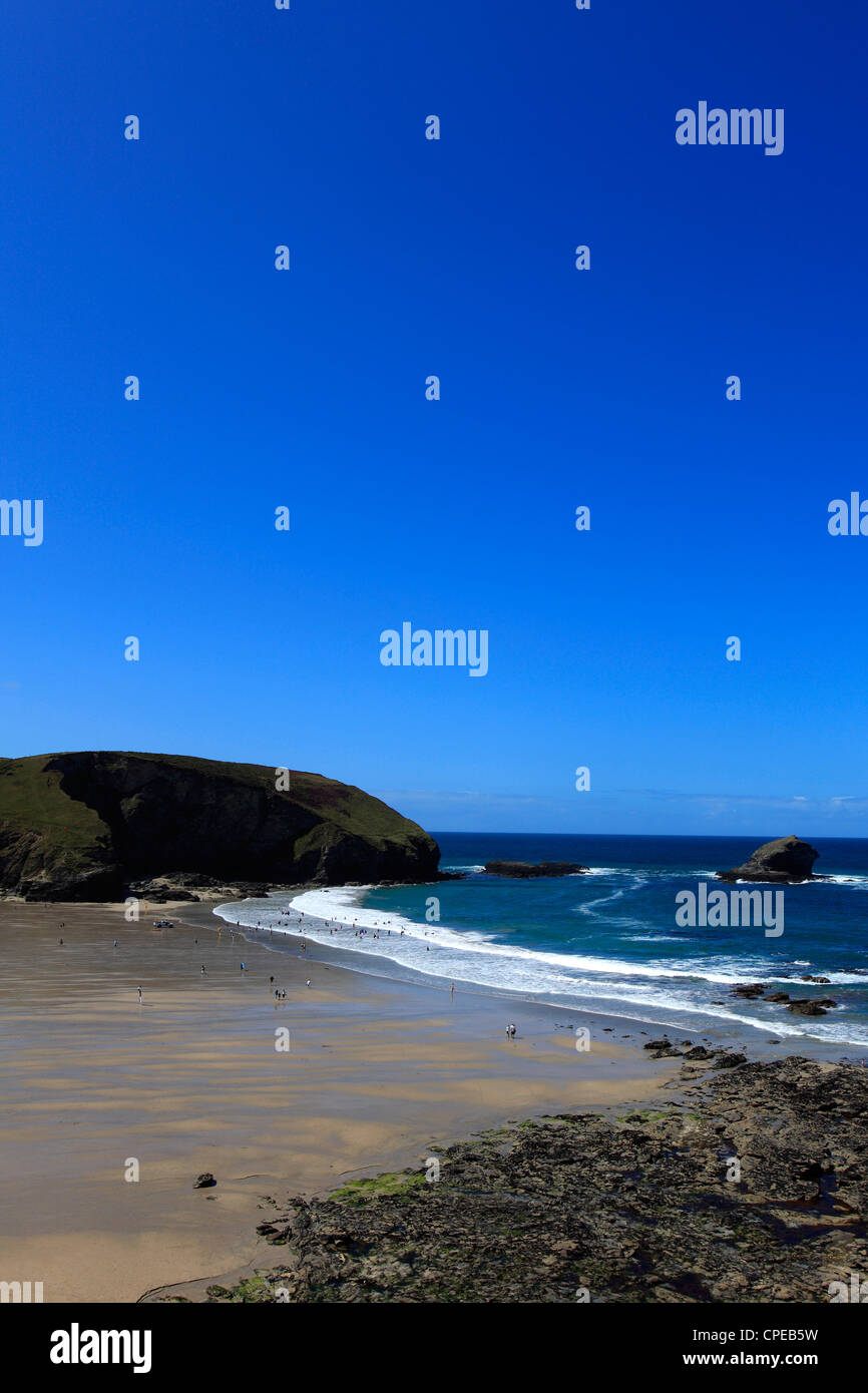 Coastline at Portreath coastal village, Cornwall County, England, UK ...