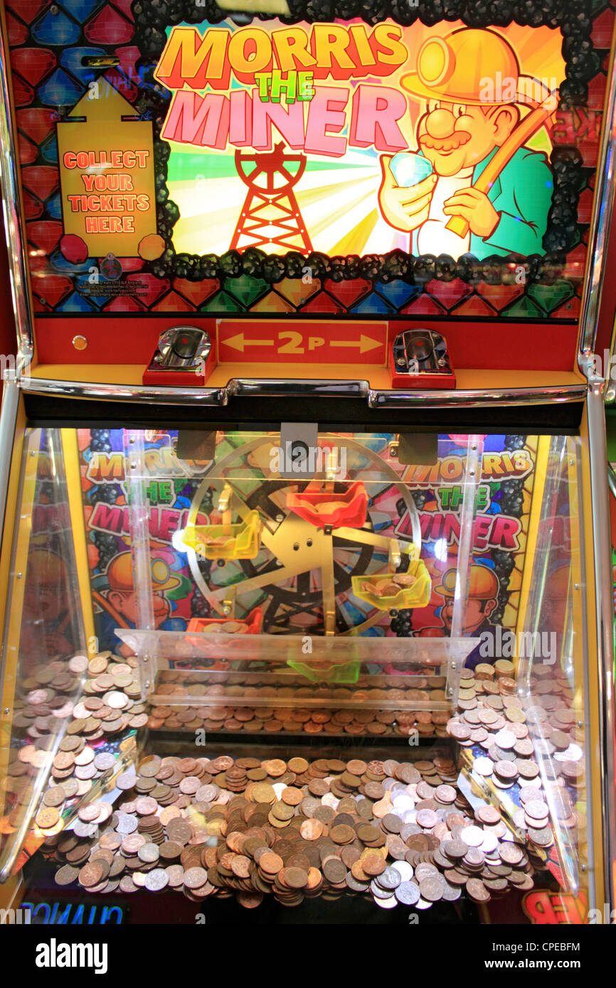 Morris the miner arcade game on the pier at Southwold Suffolk England ...