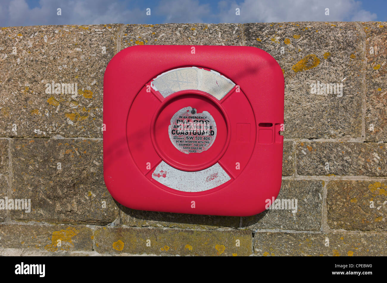 Lifebelt in Cornwall Stock Photo - Alamy