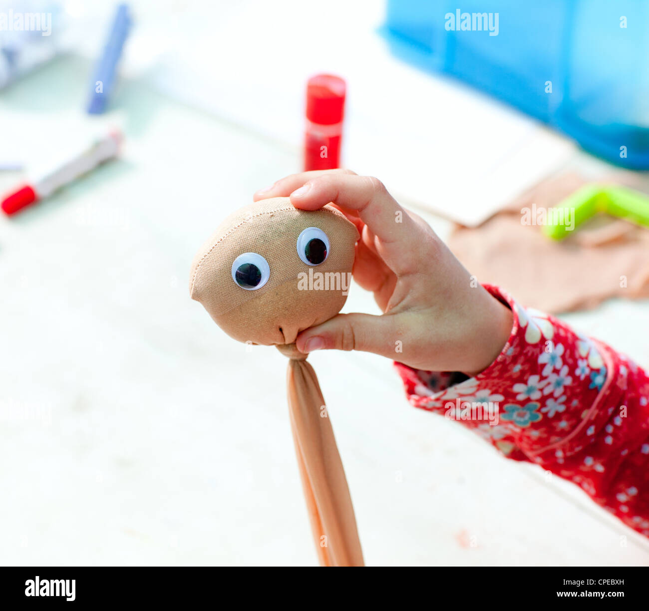 kids artwork of faces with seeds that will grow grass as hair Stock ...
