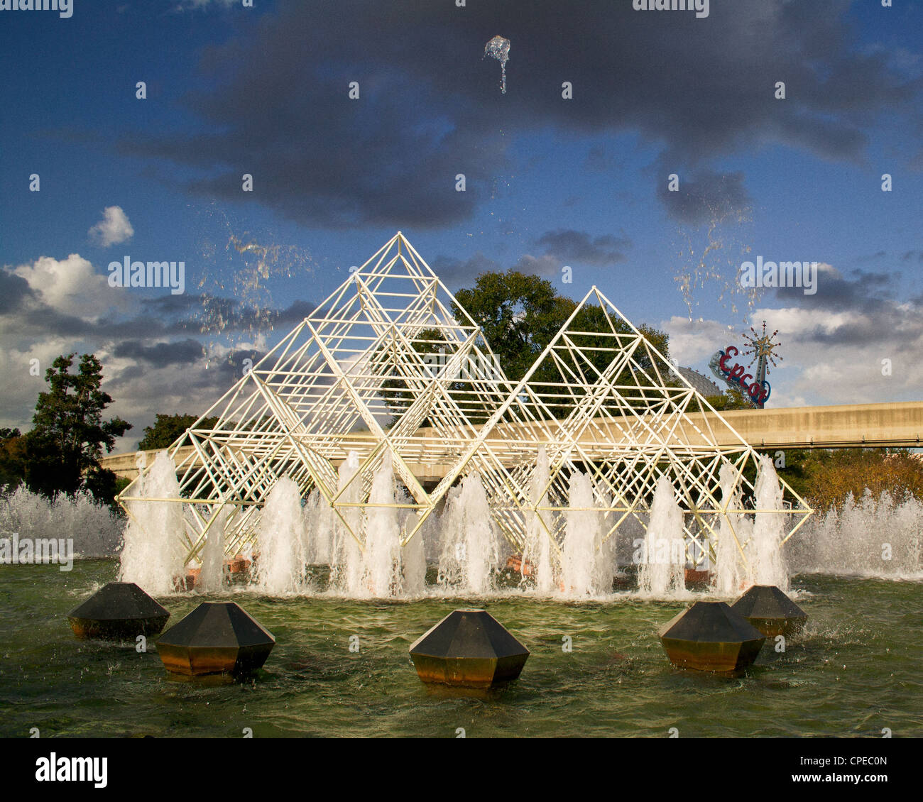 Shooting water from a water feature in Disney's Epcot resort, Orlando ...
