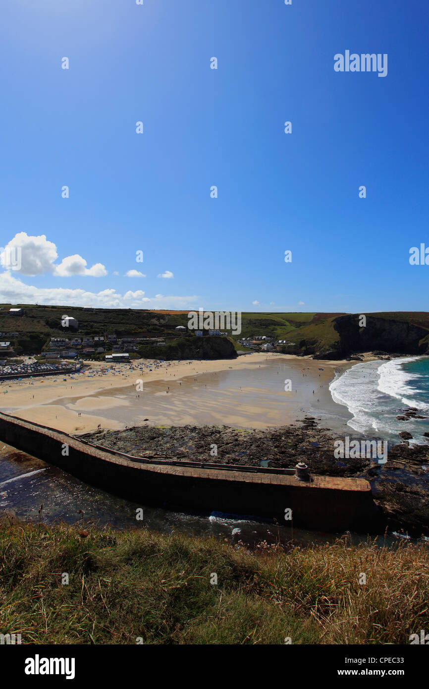 Coastline at Portreath coastal village, Cornwall County, England, UK ...