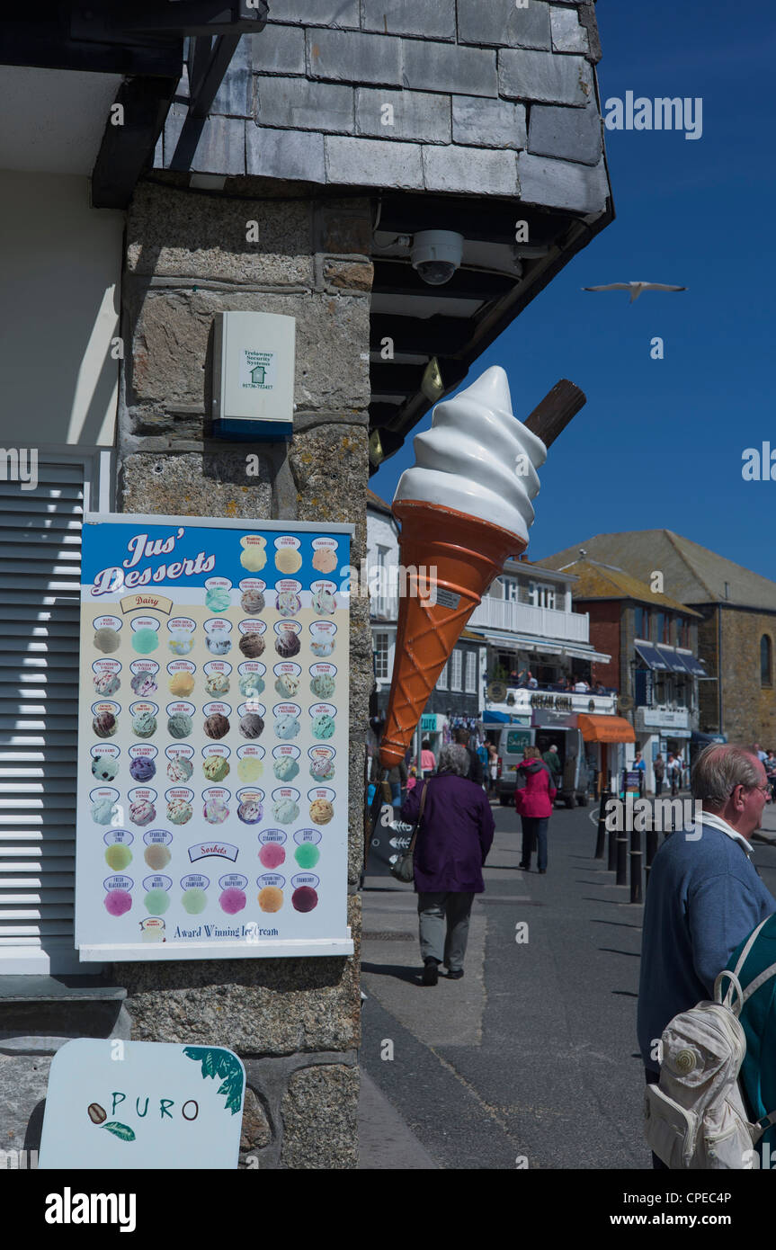 Ice cream cone and menu St Ives Cornwall Stock Photo - Alamy