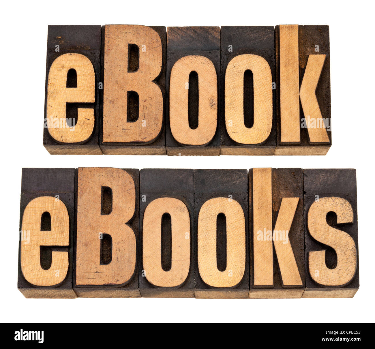 ebook and ebooks - electronic books - isolated words in vintage ...